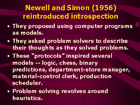 Newell and Simon (1956) reintroduced introspection